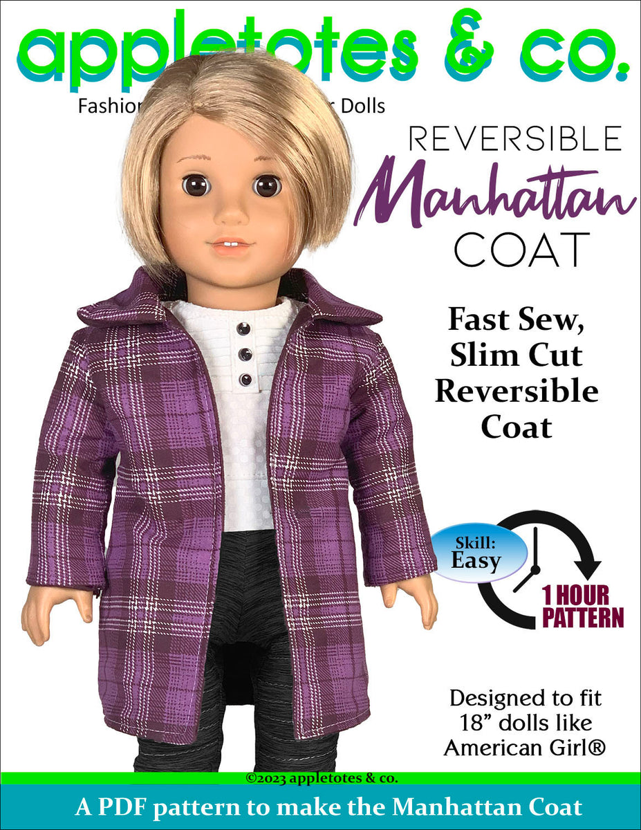 Manhattan Coat 18 Inch Doll Sewing Pattern Appletotes And Co