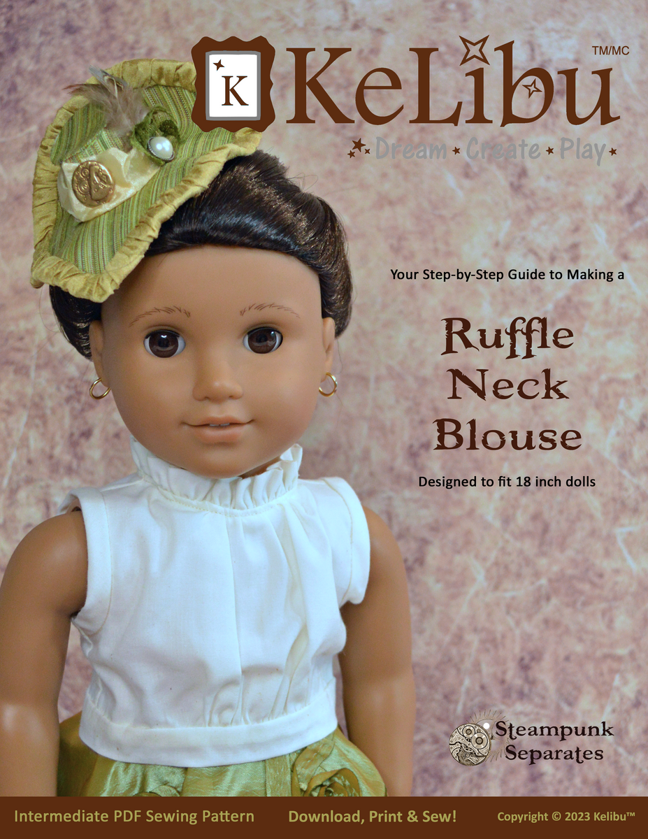 Ruffle Neck Blouse 18 Inch Doll Sewing Pattern - Steampunk Separates 3 ...