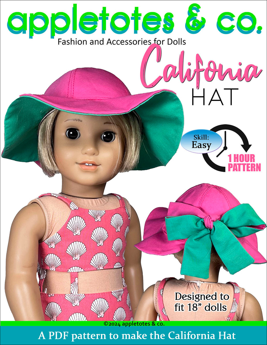 California Hat 18 Inch Doll Sewing Pattern – Appletotes & Co.