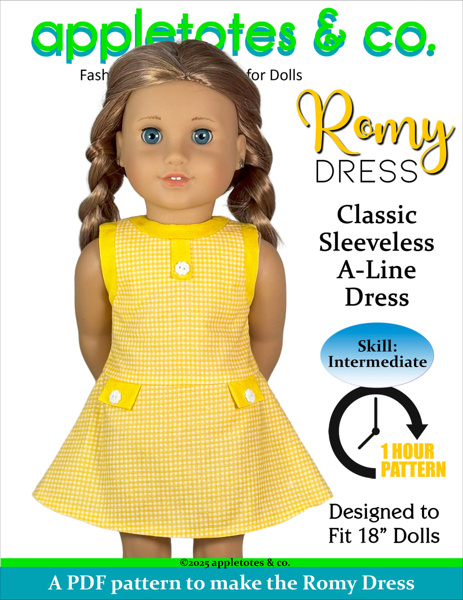 Romy Dress 18 Inch Doll Sewing Pattern – Appletotes & Co.