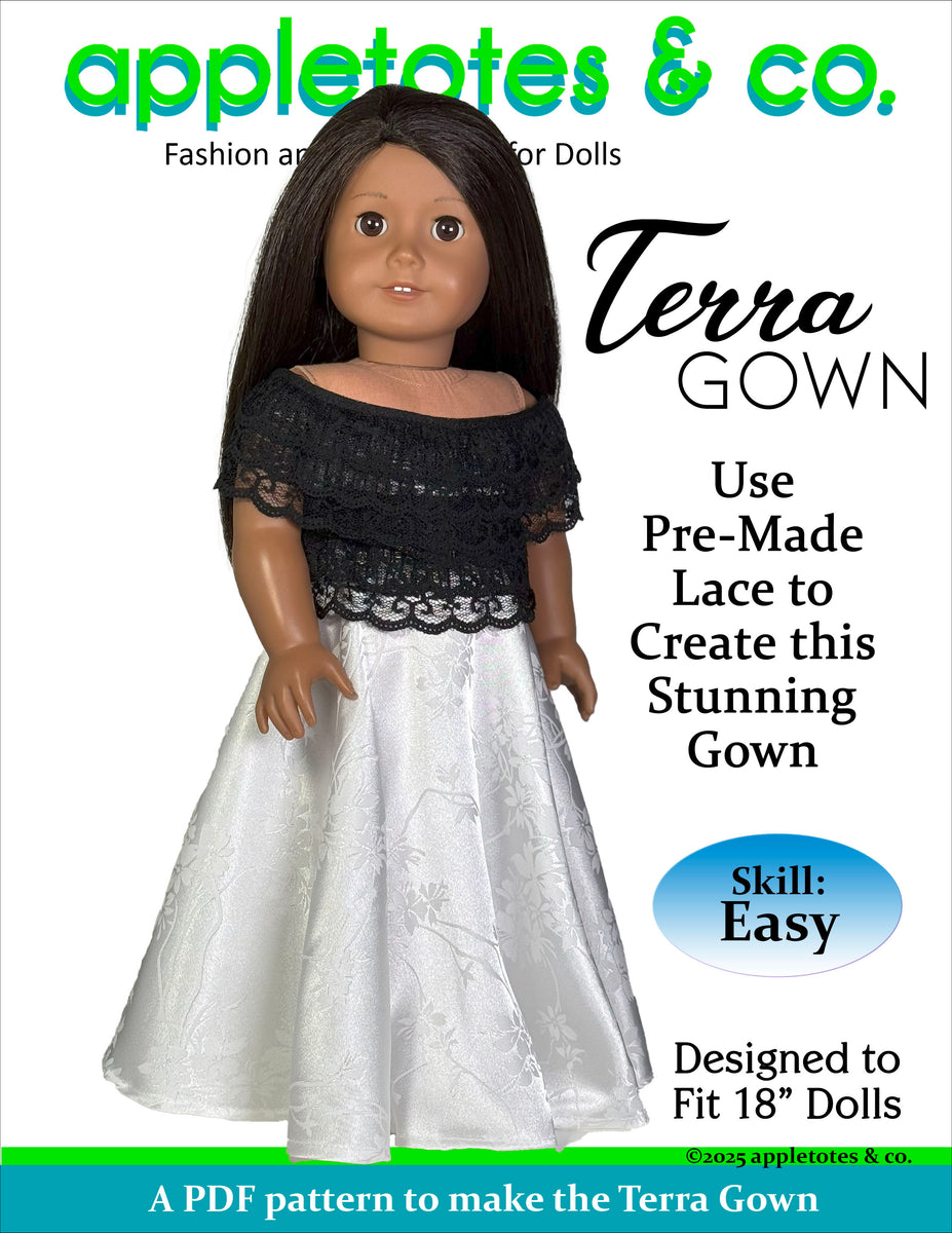 Terra Gown 18 Inch Doll Sewing Pattern – Appletotes & Co.