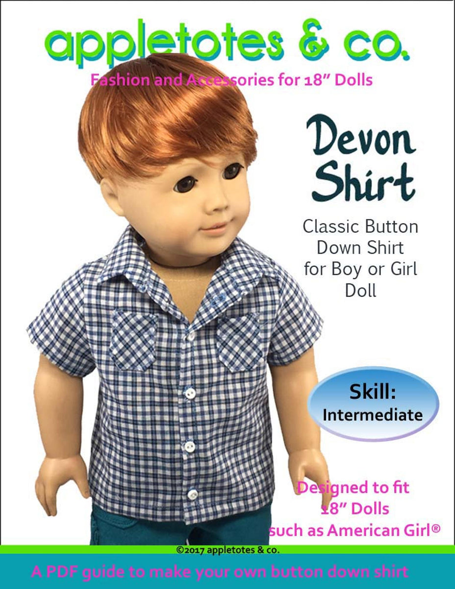 Devon Button-Down Shirt Sewing Pattern for 18 Inch Dolls – Appletotes & Co.