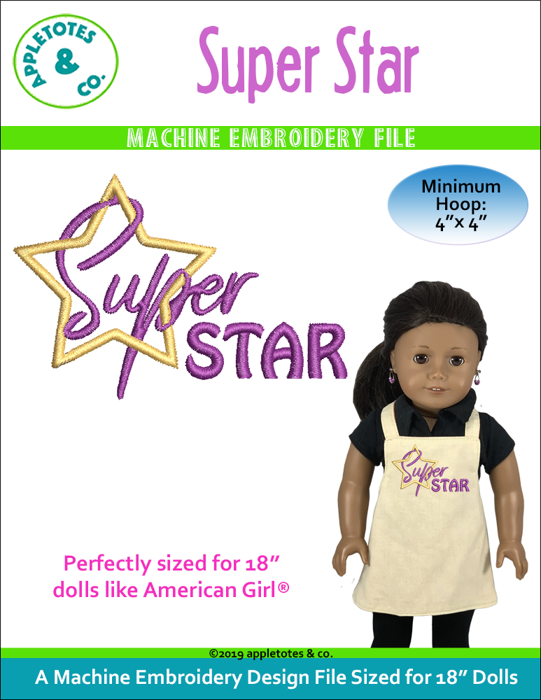 Super Star Machine Embroidery File for 18 Inch Dolls – Appletotes & Co.