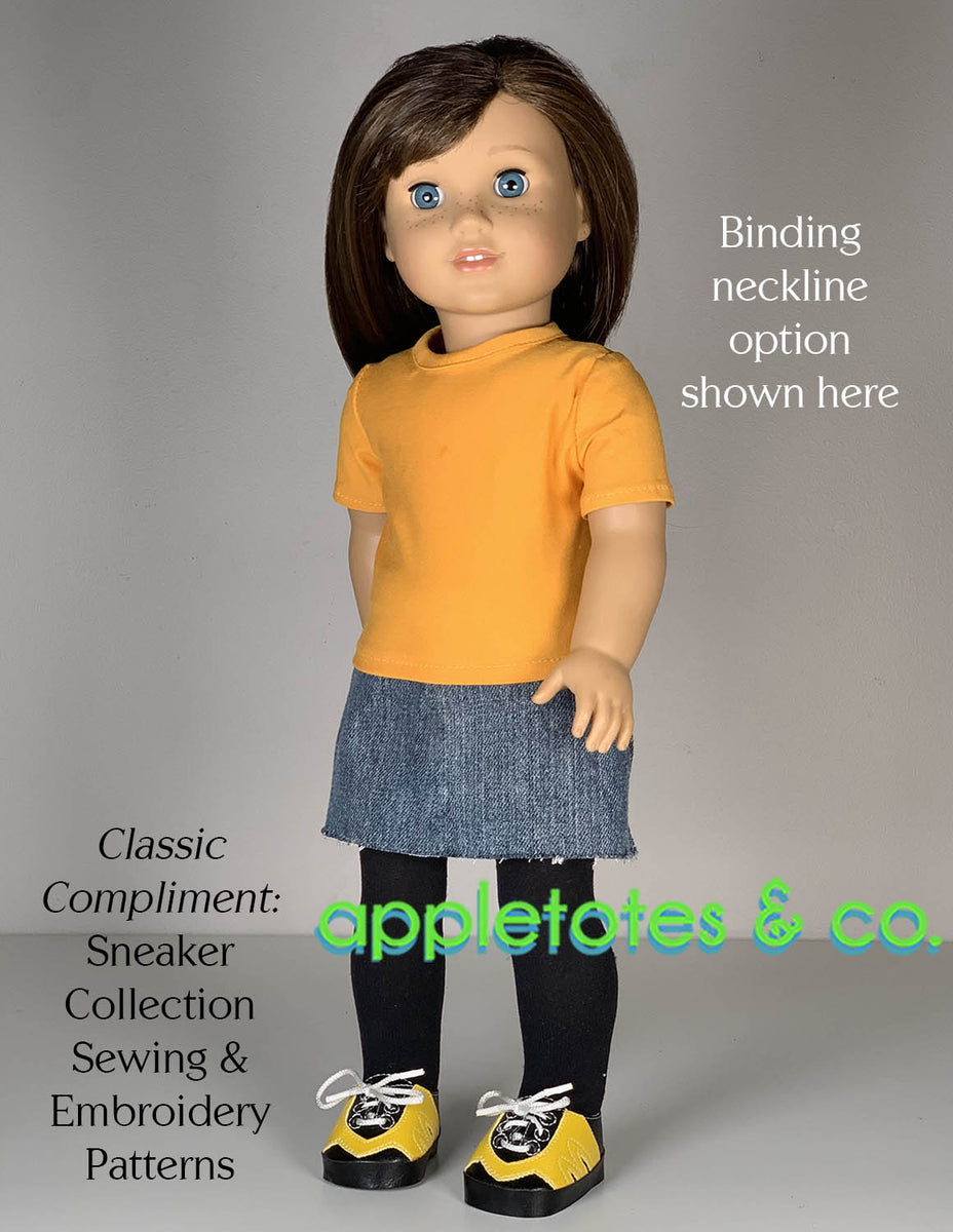 Basic Tee 18 Inch Doll Sewing Pattern - SVG Files Included – Appletotes ...