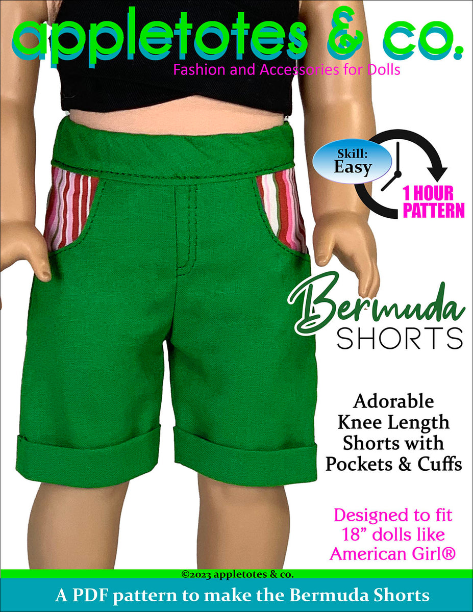 Bermuda Shorts 18 Inch Doll Sewing Pattern – Appletotes & Co.