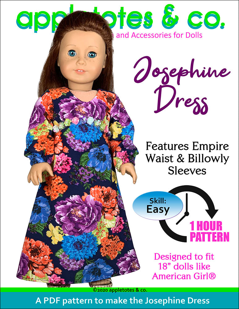 Josephine Dress 18 Inch Doll Sewing Pattern – Appletotes & Co.