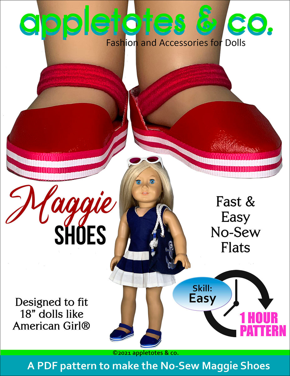 No-Sew Maggie Shoes 18 Inch Doll Pattern – Appletotes & Co.