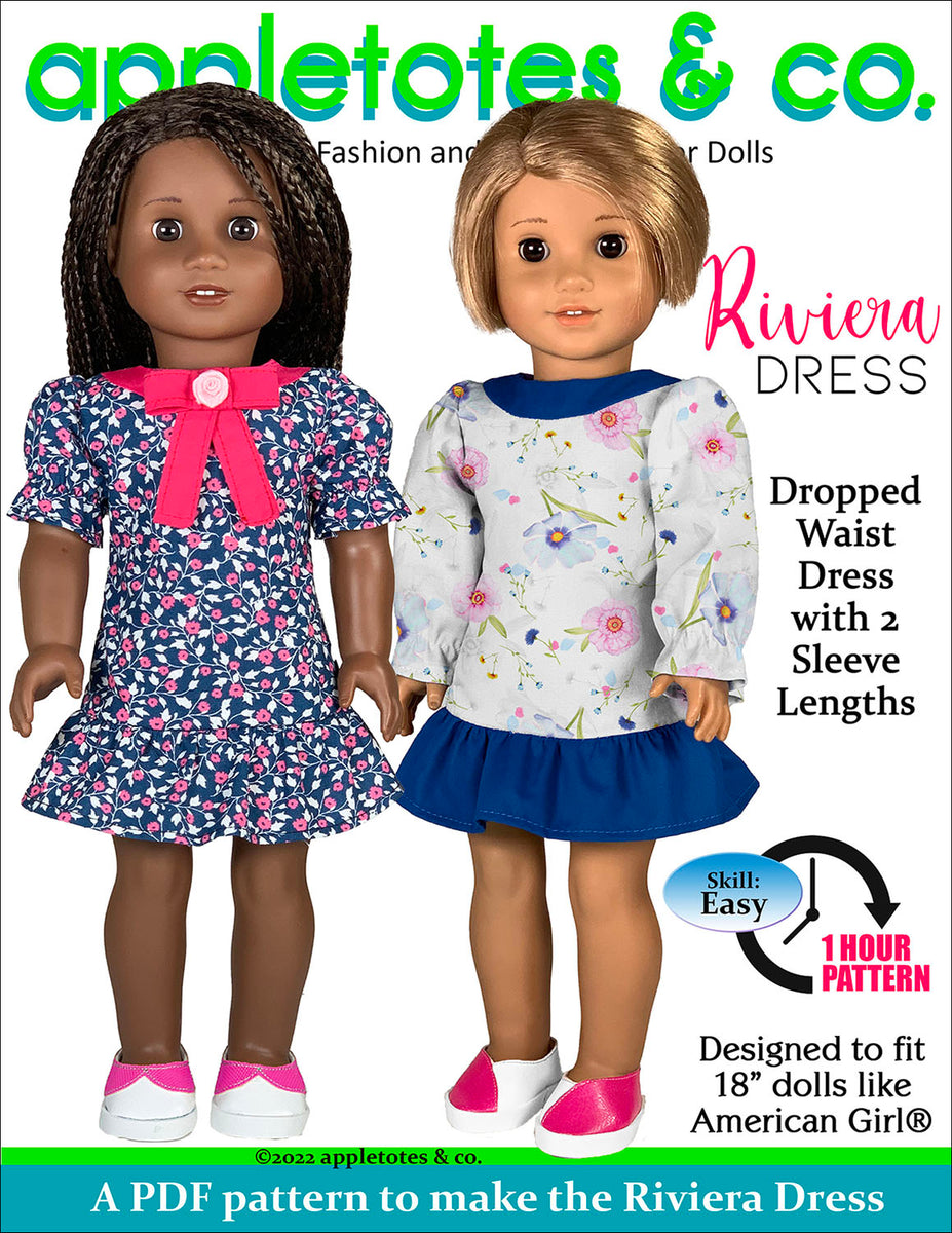 Riviera Dress 18 Inch Doll Sewing Pattern – Appletotes & Co.